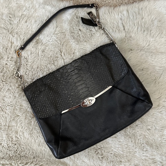 Coach | Bags | Coach Madison Leather Shoulder Bag Flap In Glitter Python | Poshmark